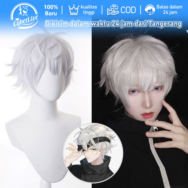 Jual Wig Gojo Satoru Manmei Rambut Palsu Cosplay Anime Jujutsu Kaisen ...