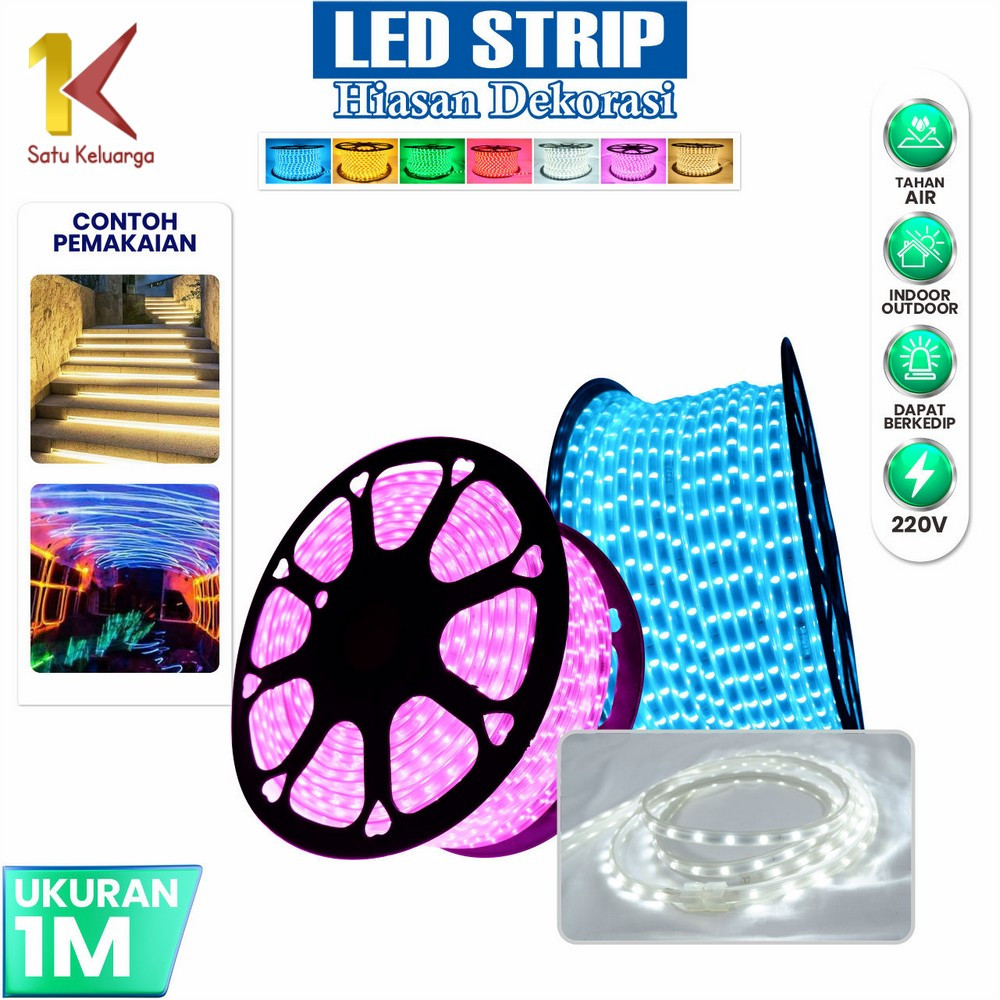 Jual Satu Keluarga Lampu LED Strip Selang 5050 UK 1M 220V Warna Warni ...