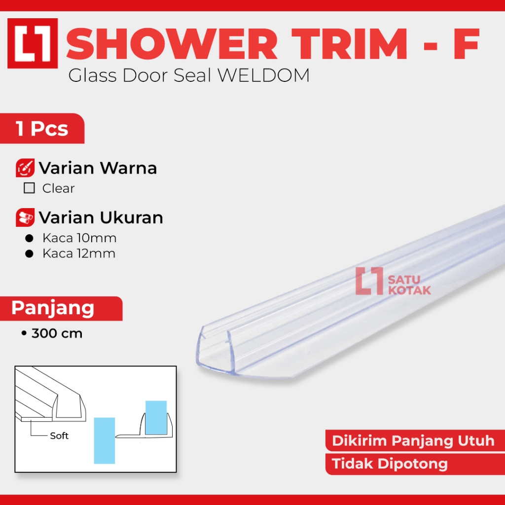 Jual Water Seal F Shower Door Stopper Clip Penahan Pintu Kaca 10/12mm ...
