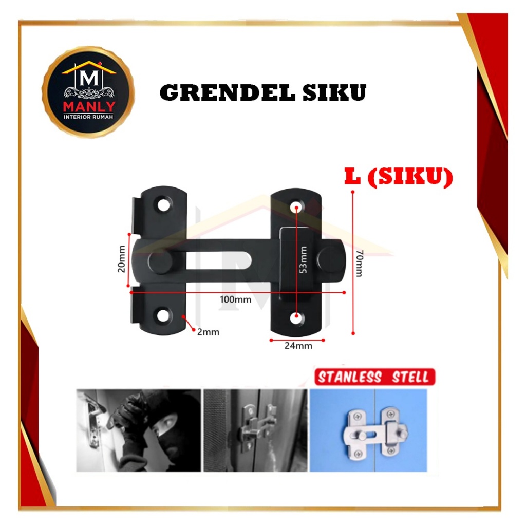 Jual Grendel Slot Pintu Siku dan Kait S (Kecil) & L (Besar) Isi (1pcs ...