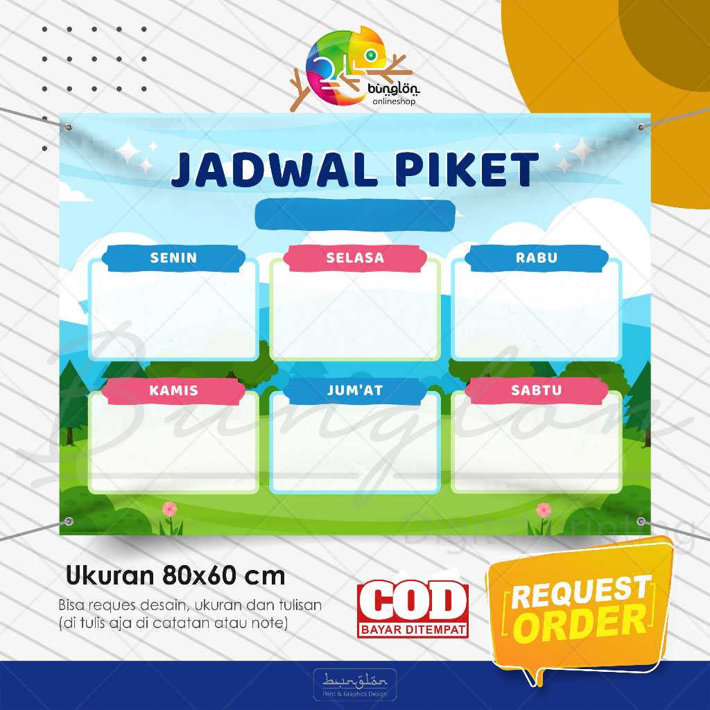 Jual Spanduk & Banner Jadwal Piket Kelas Pemandangan Alam Biru dan ...