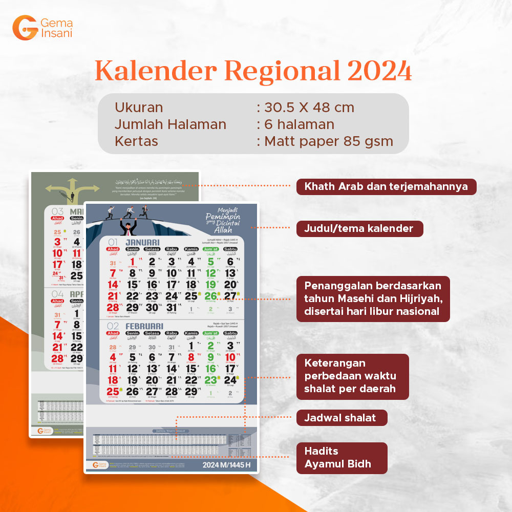Jual Kalender Islam 2024 Kalender Harian Muslim Kalender Regional ...