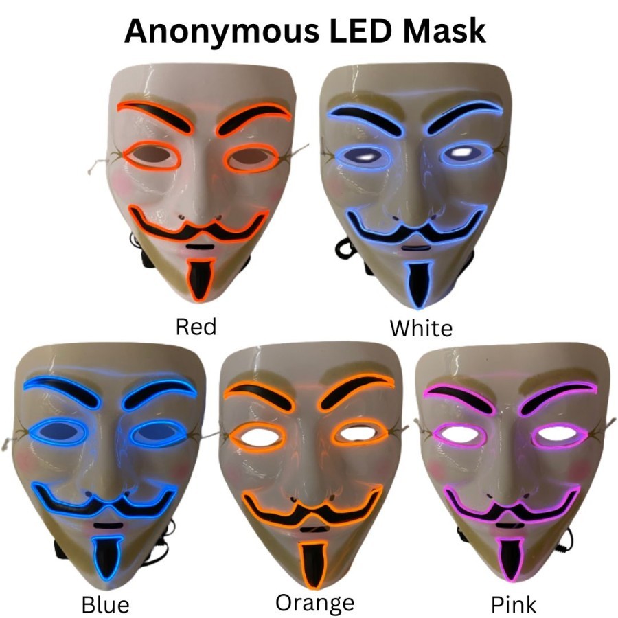 Jual Topeng anonymous nyala lampu LED hacker mask V for Vendetta ...