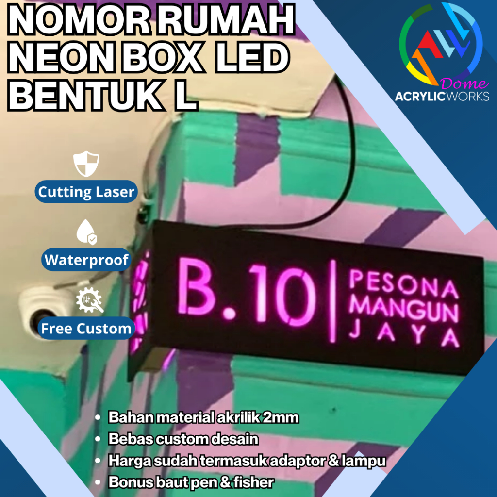 Jual Nomor Rumah LED Akrilik Motif Modern Model Box L | Shopee Indonesia
