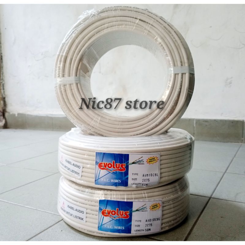 Jual kabel listrik EVOLUS 2x0,75 50 meter putih kabel serabut isi 2 serabut | Shopee Indonesia