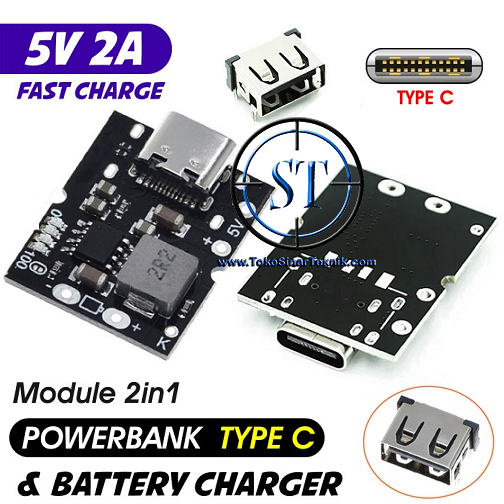 Jual Kit Modul Power Bank USB Type-C Fast Charger Boost Step Up 2A 5V ...