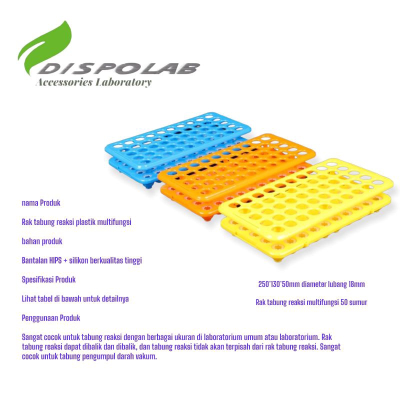 Jual Rak Tabung Centrifuge 10/15 ml / Tabung Reaksi 50 hole Dispolab ...
