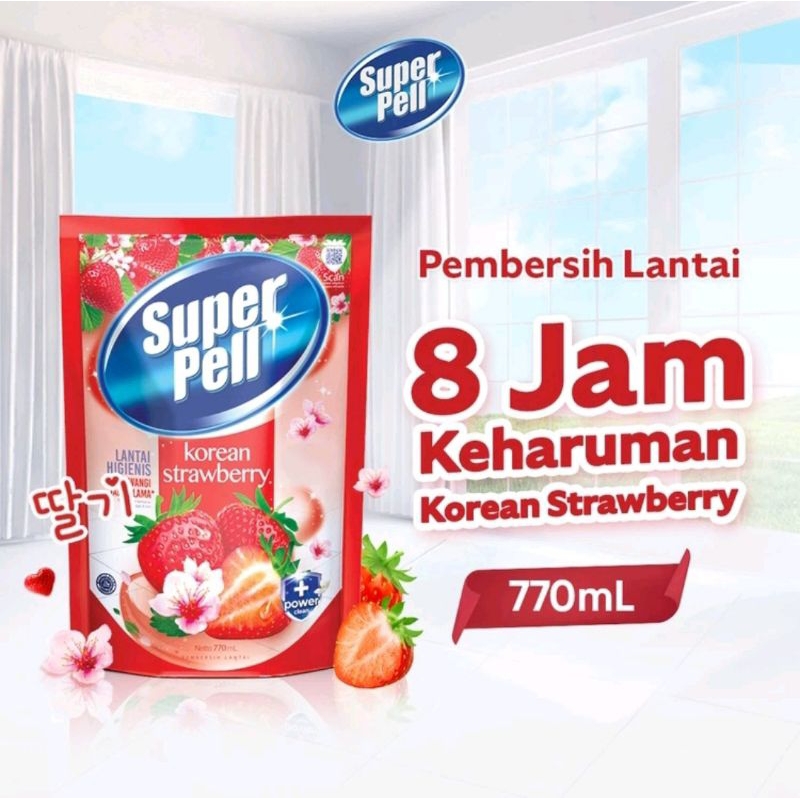Jual Super Pell Pembersih Lantai Korean Strawberry 770 ml | Shopee Indonesia