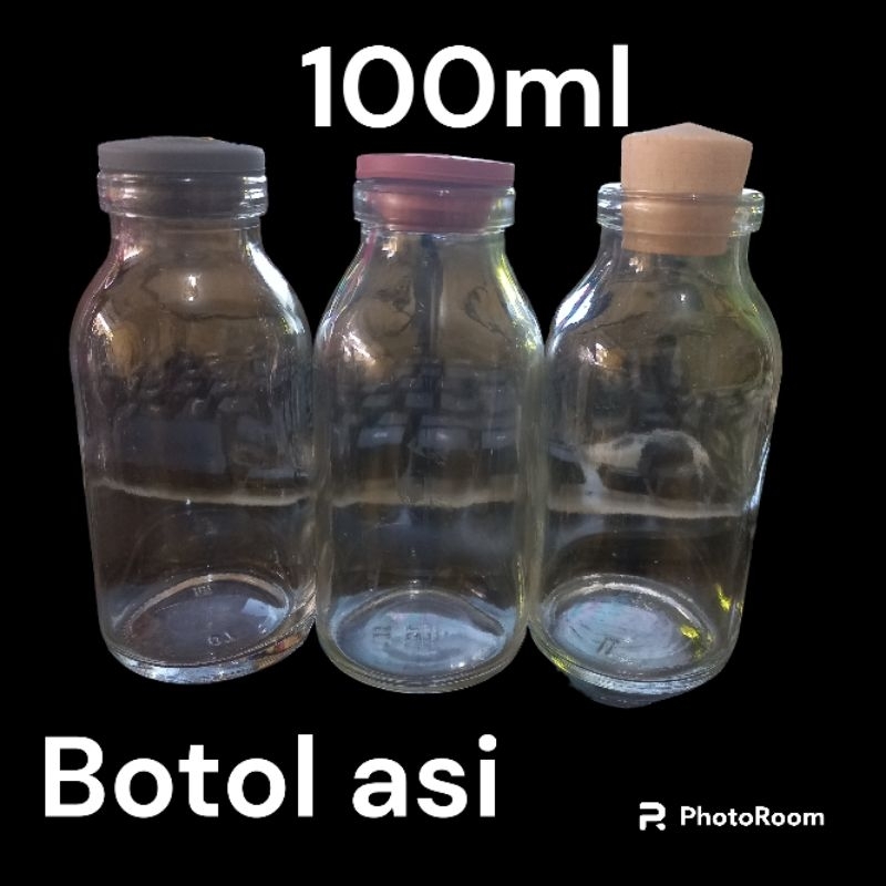Jual botol kaca 100ml tutup karet dan tutup kayu, botol vial 100ml ...
