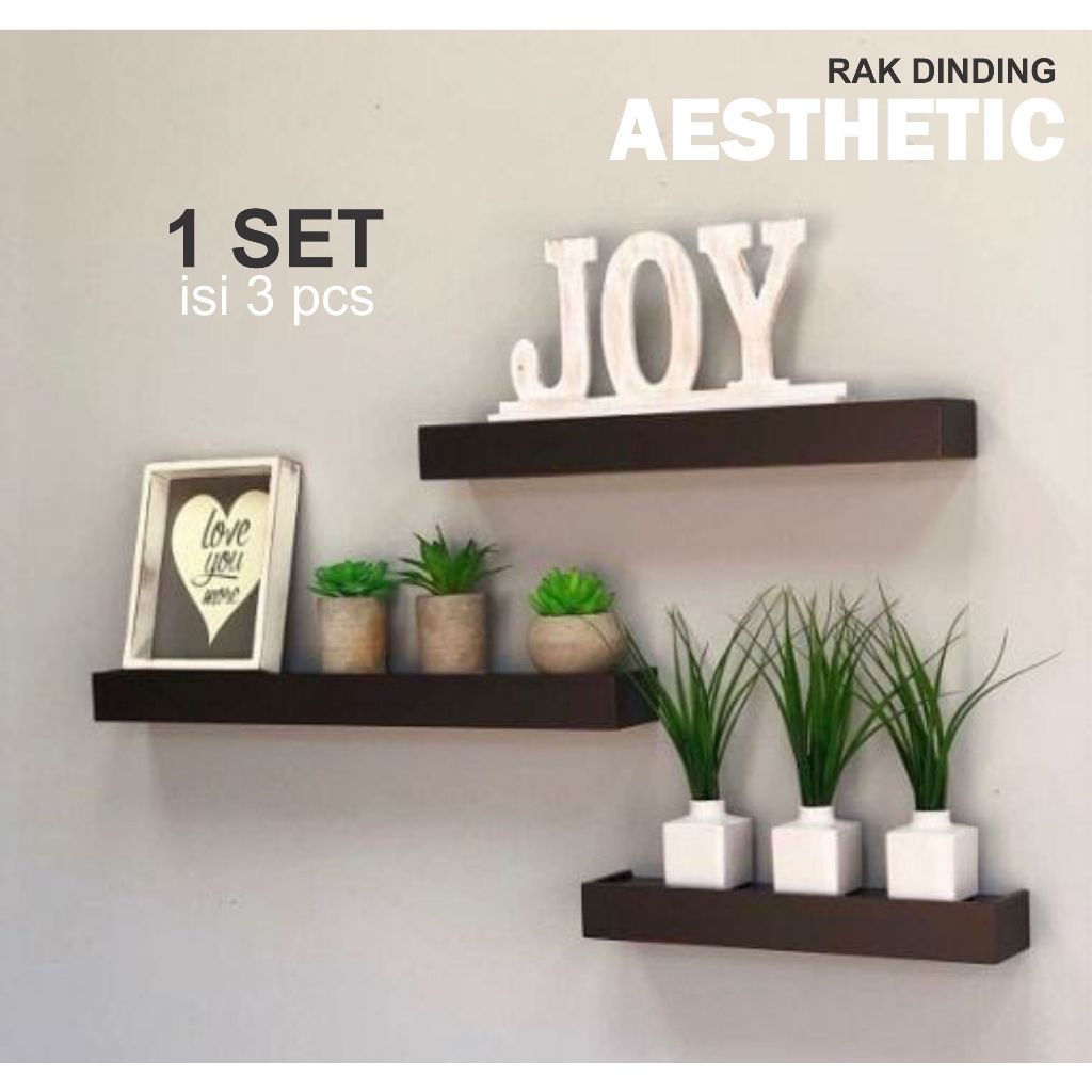 Jual Rak Dinding Tempel Aesthetic Minimalis Satu Set | Shopee Indonesia