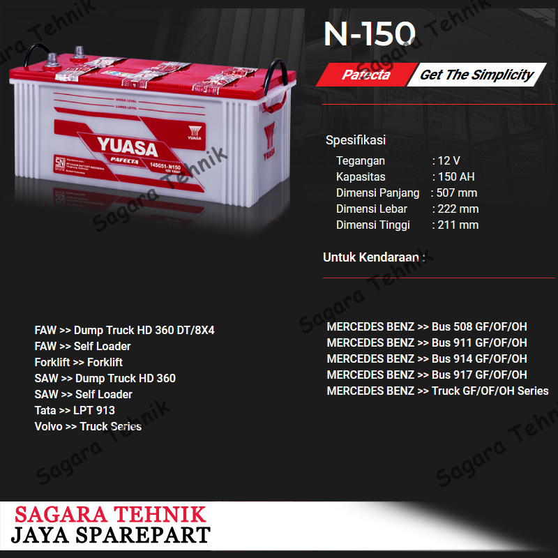 Jual Yuasa Aki Mobil N150 150 Ah DUMP TRUCK FAW FORKLIFT TATA LPT13 ...