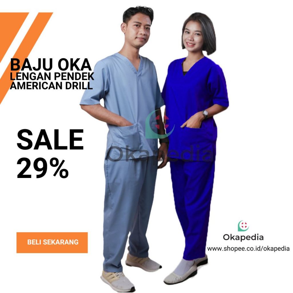 Jual Baju ok Oka Lengan Pendek Seragam Medis American Drill | Shopee ...