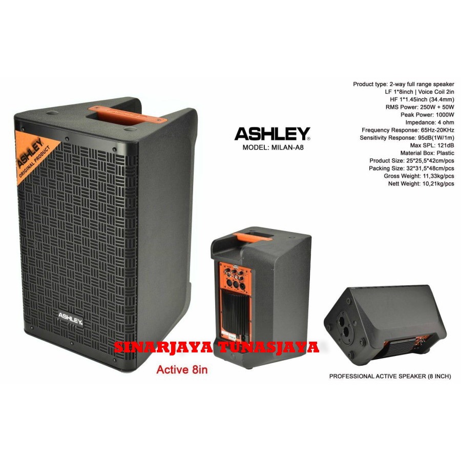 Jual SPEAKER AKTIF ASHLEY MILAN A8 ASHLEY MILANA8 8 INCH ORIGINAL ...