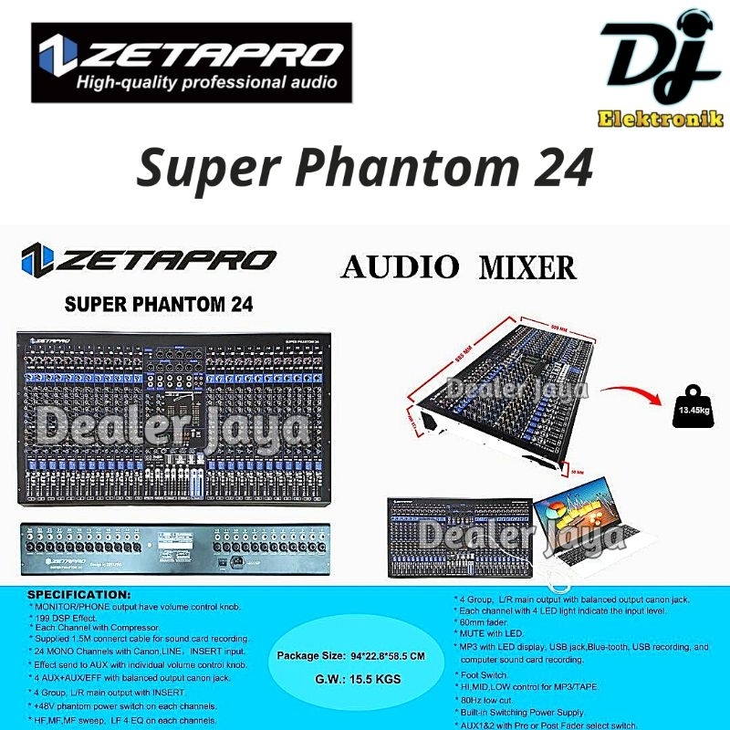 Jual Mixer Analog Zetapro SUPER PHANTOM 24 - 24 channel | Shopee Indonesia