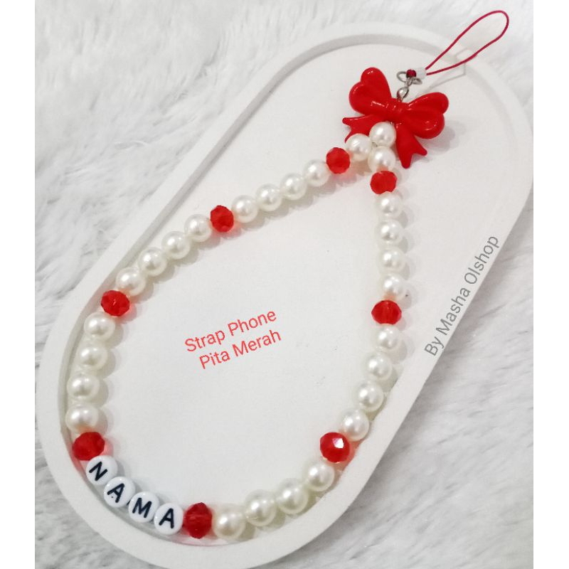 Jual Strap phone Tali Hp Gantungan Key chain Pita Ribbon Pearl Black ...