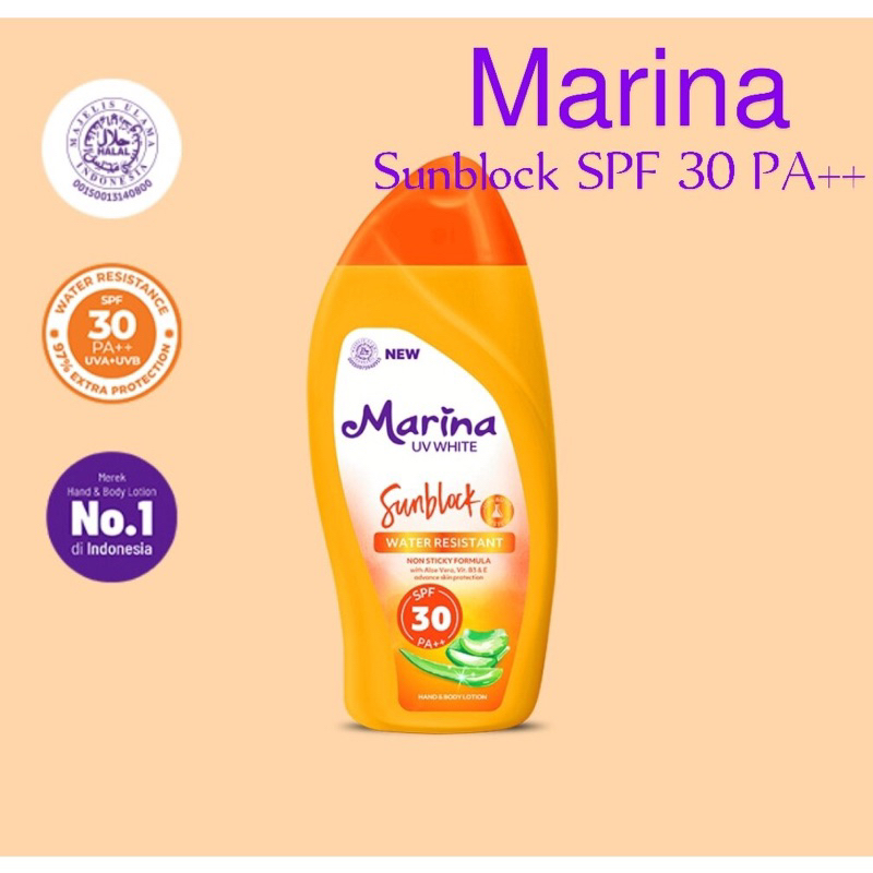 Jual MARINA UV white Sunblock Water Resistant SPF 30PA++ | Shopee Indonesia