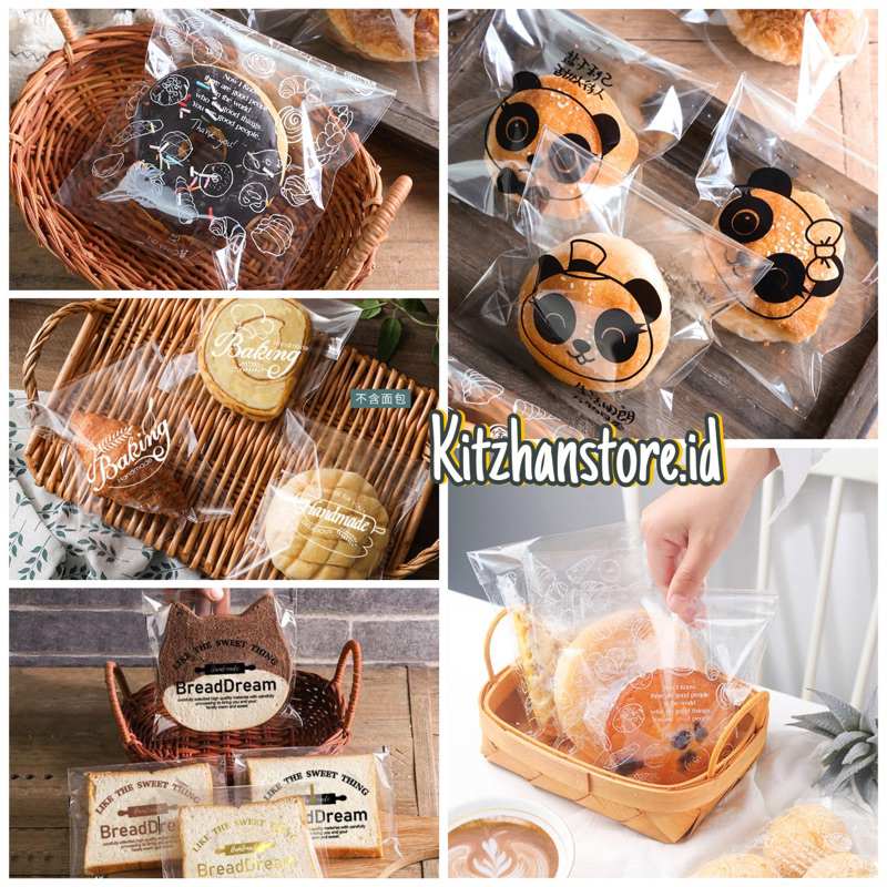 Jual 100pcs 15x18cm plastik roti opp plastik roti motif tebal plastik ...