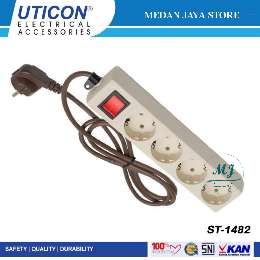 Jual Stop Kontak Uticon Colokan Listrik 4 Lubang Saklar On Off Kabel Panjang 1,5M ST-1482 ...