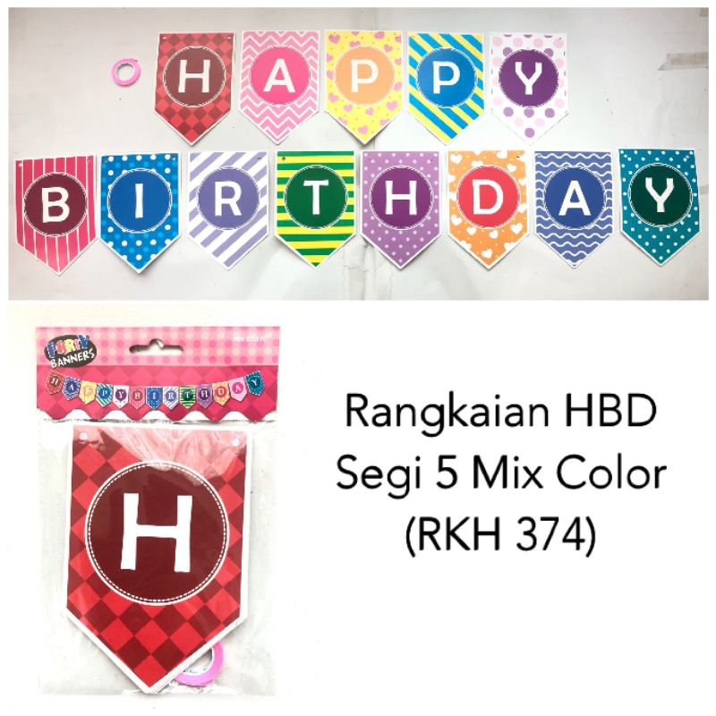 Jual Rangkaian Happy Birthday Mix Colour/Banner HBD Mix Warna/Bunting ...