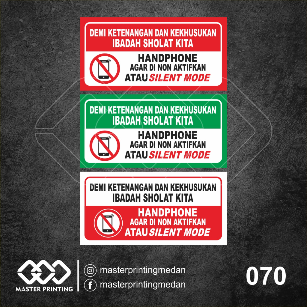 Jual 070 - Stiker Matikan HP Ketika Saat Sholat, Sticker Vinyl, Premium ...