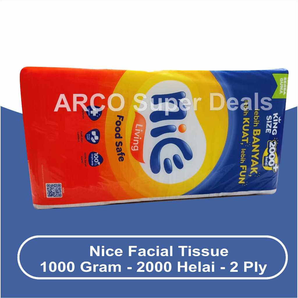 Jual Nice Facial Tissue kiloan 1000 gram 2ply Tissue Wajah 2000 Helai ...