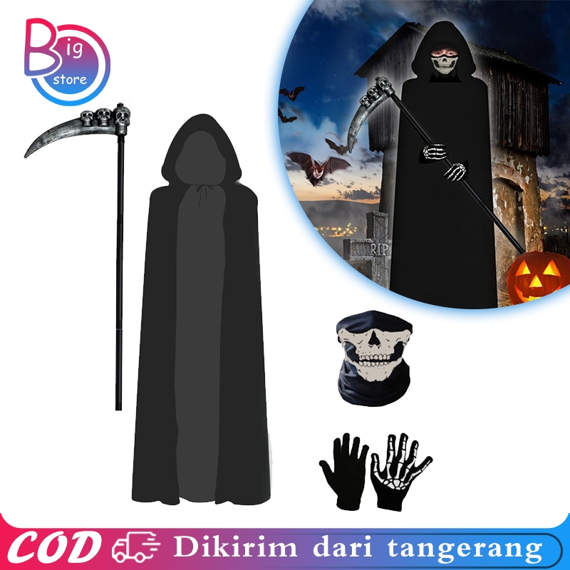 Jual 4pcs/Set Kostum Halloween Cosplay Jubah Berkerudung Panjang Dengan ...