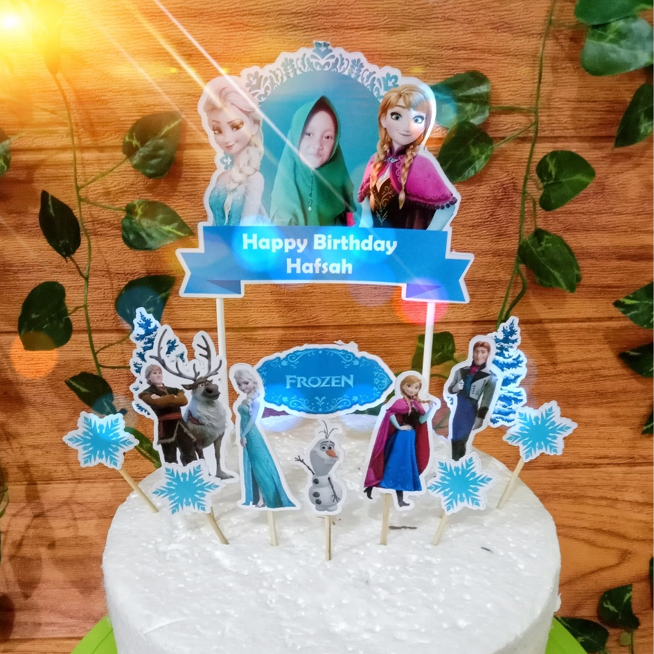 Jual Custom Nama / Foto / Topper Cake Karakter Frozen Elsa / Hiasan Kue ...