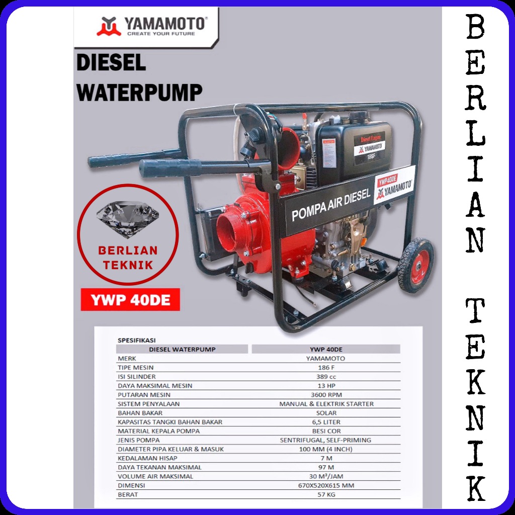 Jual Mesin Pompa Air Solar Diesel Water Pump Yamamoto YWP 40 DE / 4 ...