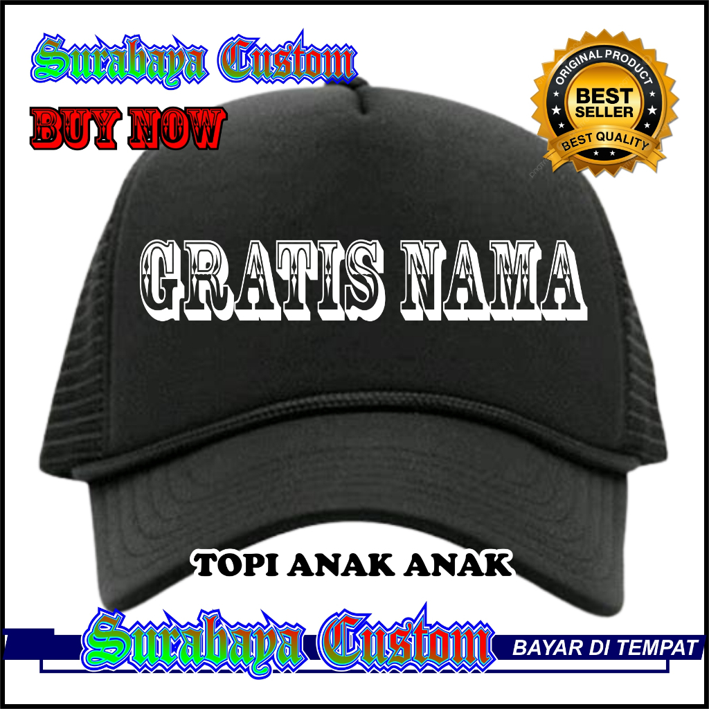 Jual topi anak gratis nama premium high quality \ BEST PROMO Topi ...
