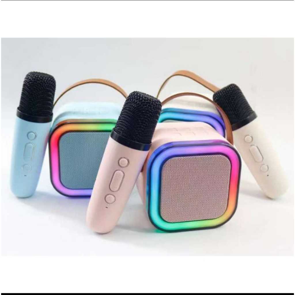 Jual Speaker Mini Bluetooth Karaoke Set Microphone Portable Wireless ...