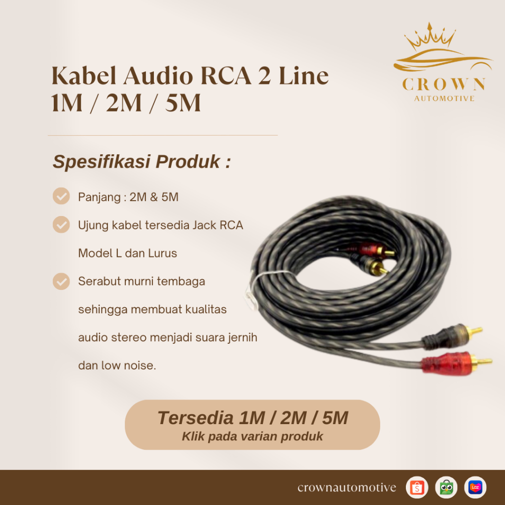 Jual Kabel Audio RCA 2 Line / Line Cable Audio RCA 2 Line 2M 5M ...