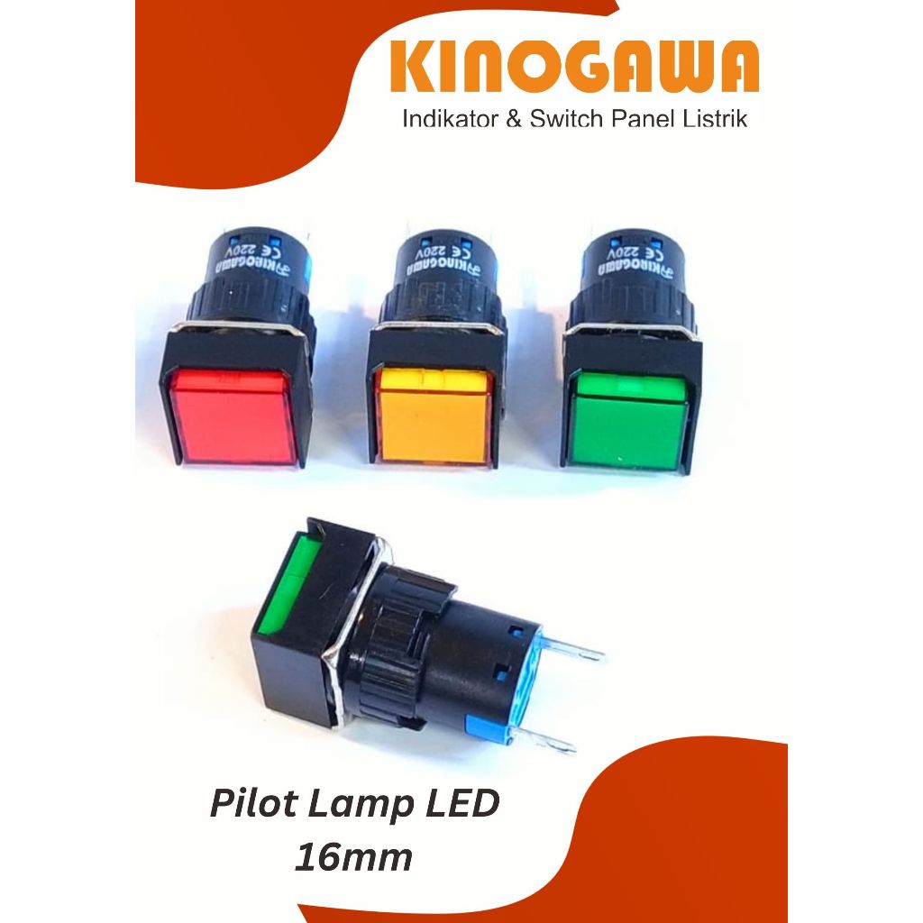 Jual Pilot Lamp 16mm Kotak 220v - Lampu Panel Indikator 16mm 220v ...