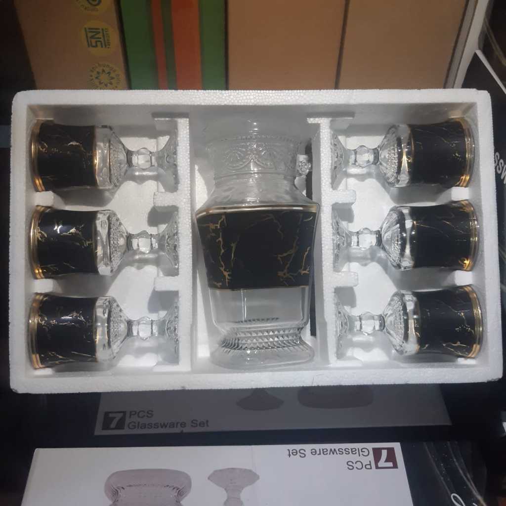 Jual DOUBLE.Q Teko gelas marbel hitam / set alat minum / gelas arab ...