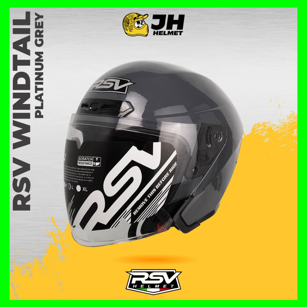 Jual Helm RSV Windtail Solid Platinum Grey Glossy | Helm Half Face ...