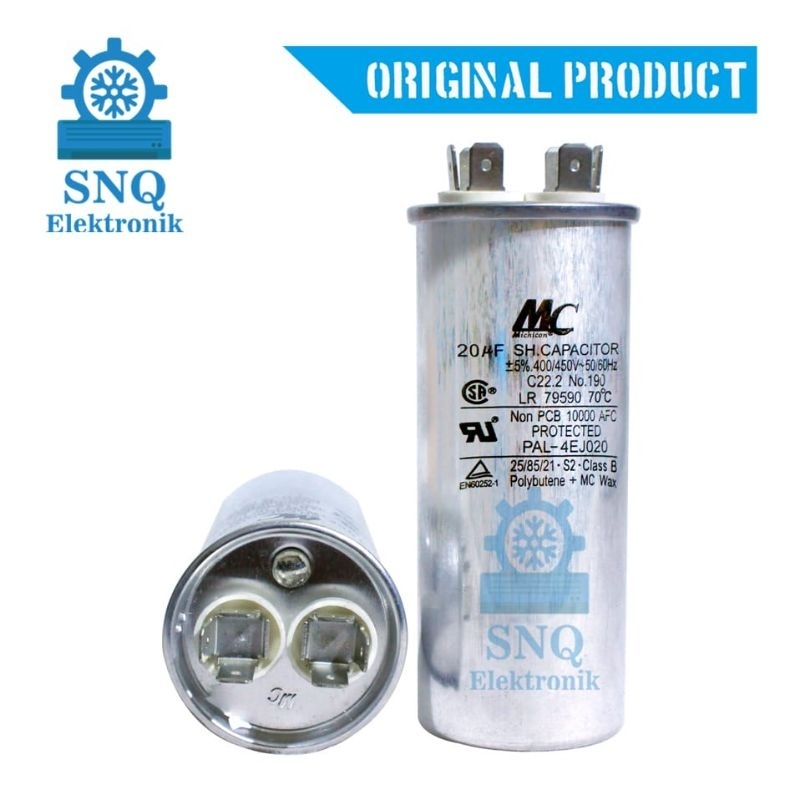 Jual Capasitor AC original MC 20 uf / Kapasitor AC 1/2PK sampai 1 PK 2 pin kaki soket | Shopee ...