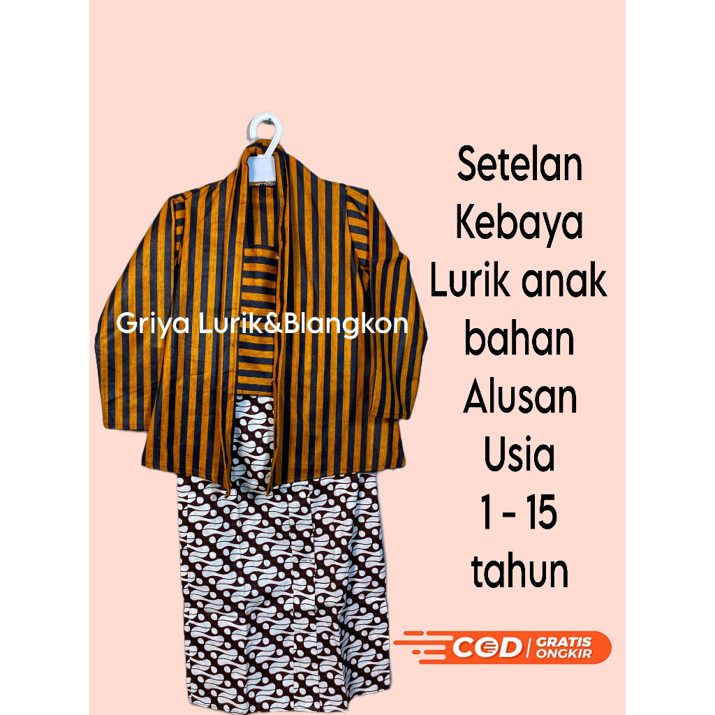 Jual Setelan kebaya lurik anak + bawahan jarik anak perempuan / seragam adat Jawa anak perempuan ...
