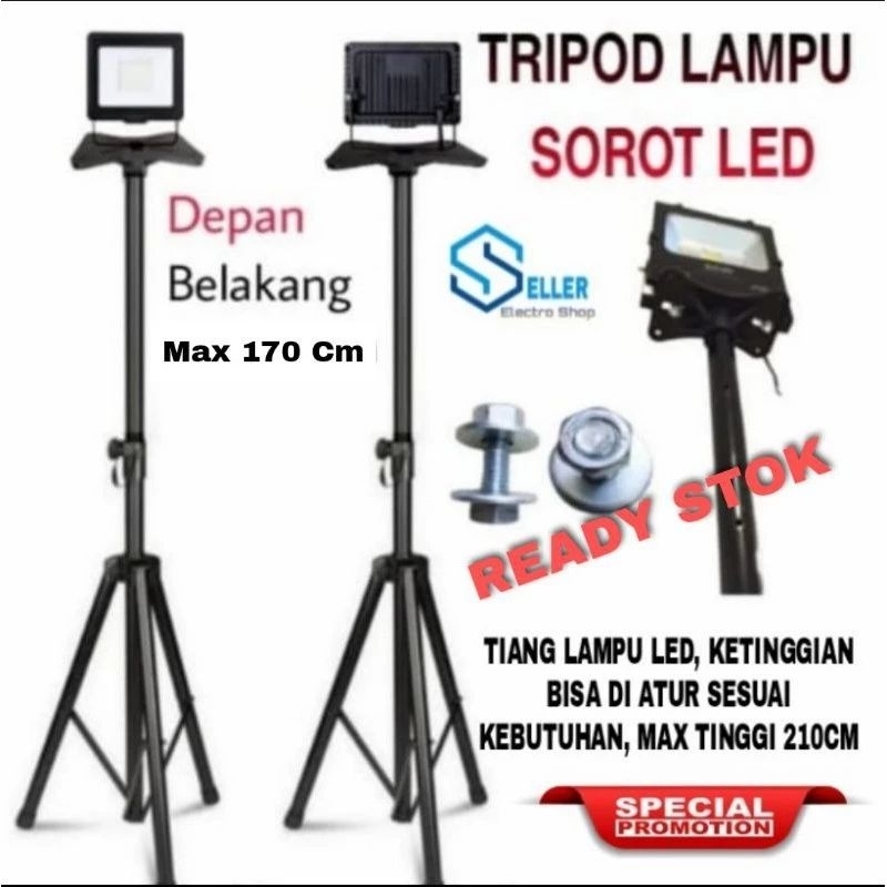 Jual Tripod Lampu Sorot Stand Lampu / Tiang Lampu Tinggi Max 170 Cm | Shopee Indonesia