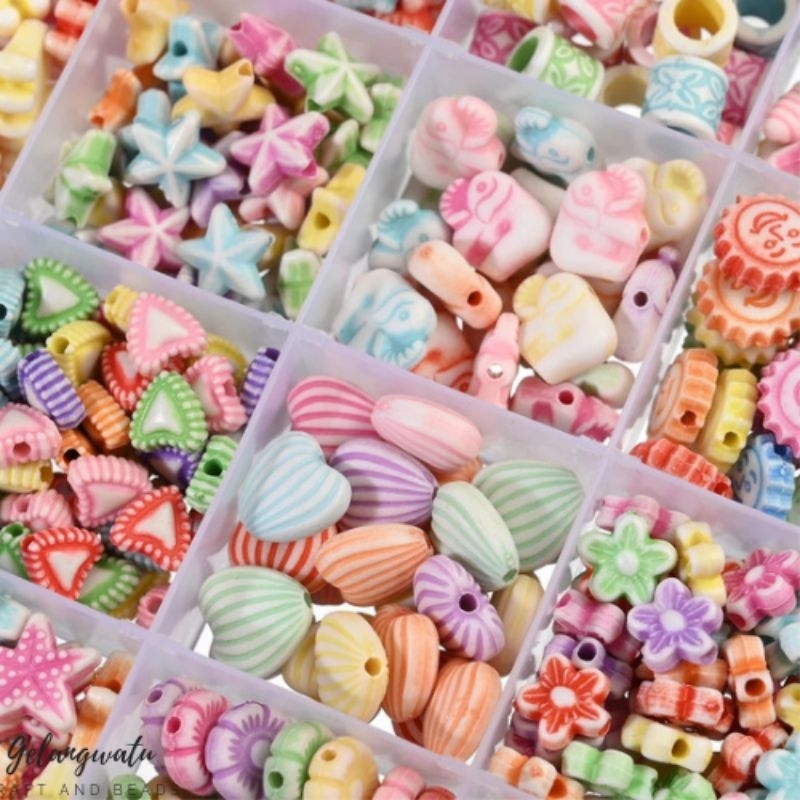 Jual Mote Manik Kapur Corak Cuci Karakter Bunga Hewan Pembatas Gelang ...