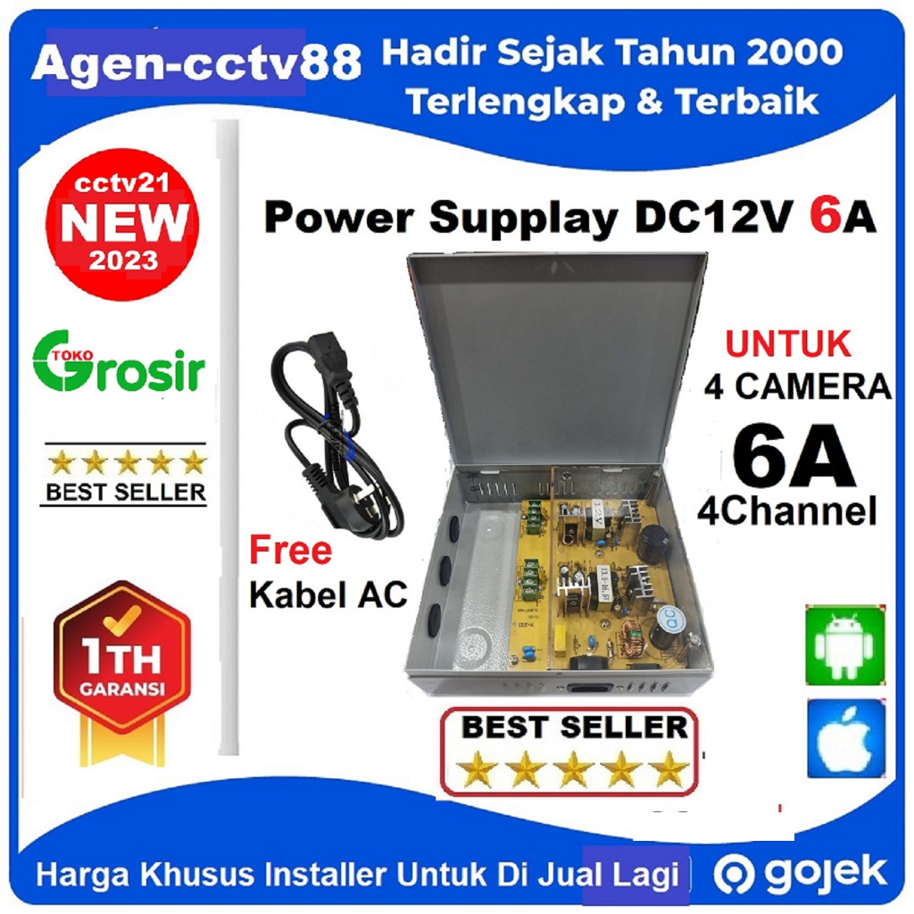 Jual Power Supply PSU Panel Box 4CH DC 12V 6A Free Kabel A/C Harga Lagi ...