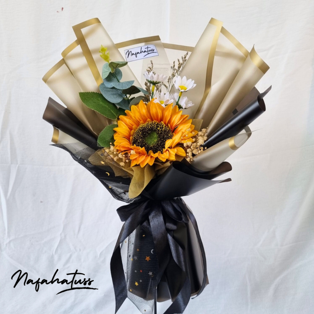 Jual Buket Bunga Matahari artificial Bunga matahari Wisuda Nikahan Ulang tahun Premium Elegant ...