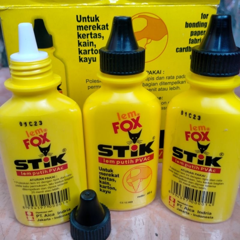 Jual LEM FOX STIK 60g Glue Putih PVAC Serbaguna Untuk Kain Kertas Kayu Karton White Glue ...