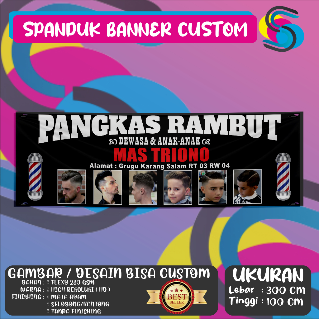 Jual SPANDUK BANNER PANGKAS RAMBUT GRATIS COTUME DESAIN | Shopee Indonesia