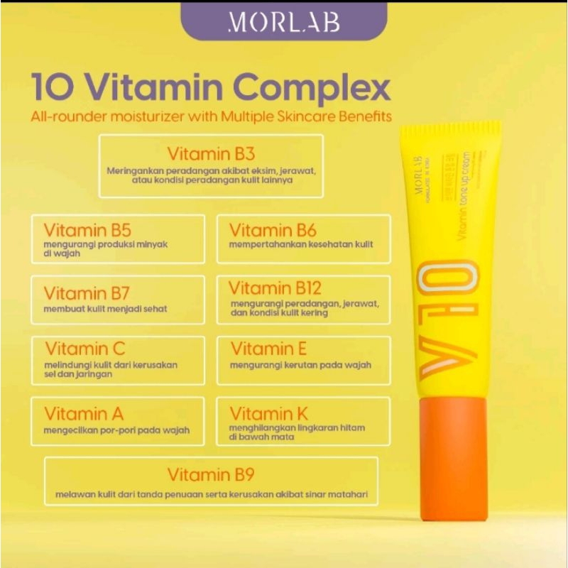 Jual MORLAB V10 Vitamin Tone Up Cream With Idebenone Free Sabun ...