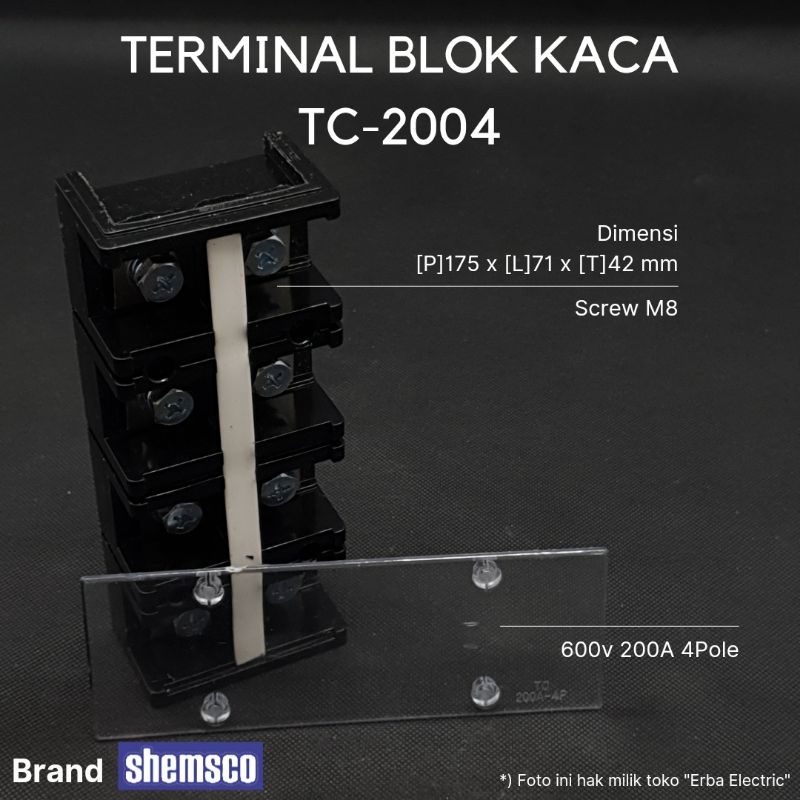 Jual 200A 4P Shemsco TC-2004 Terminal Blok Kaca Screw M8 | Shopee Indonesia