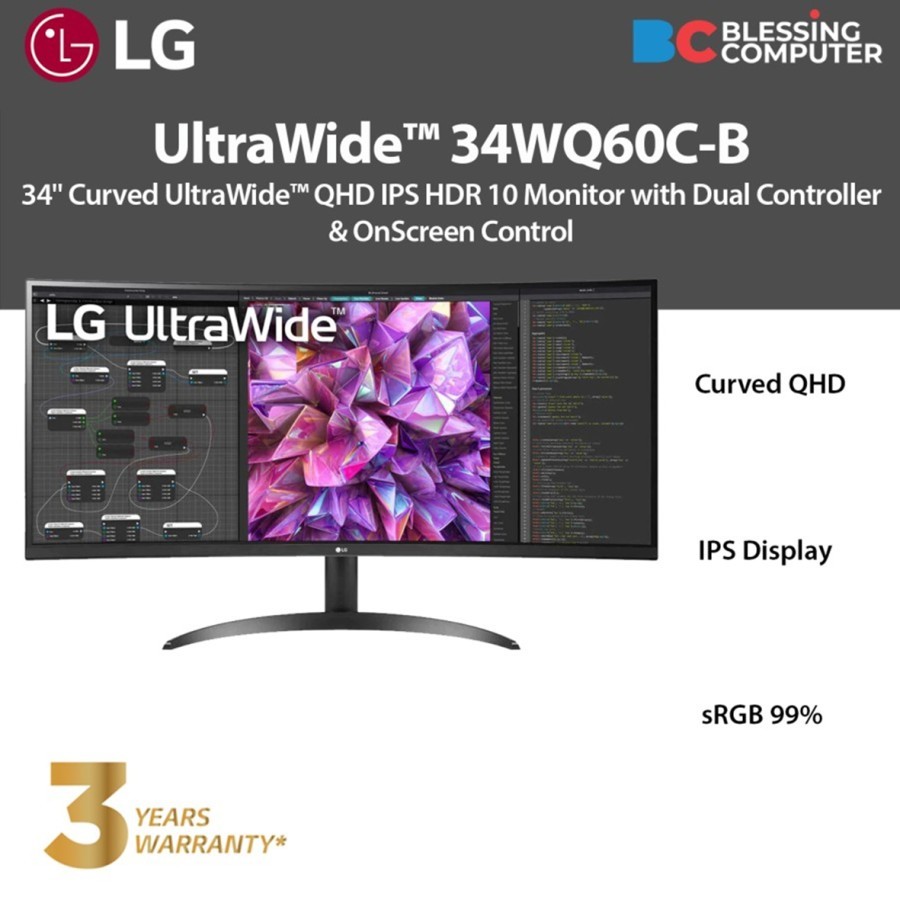 Jual Monitor LG 34WQ60C-B QHD 60Hz 5ms UltraWide sRGB 99% HDR10 ...