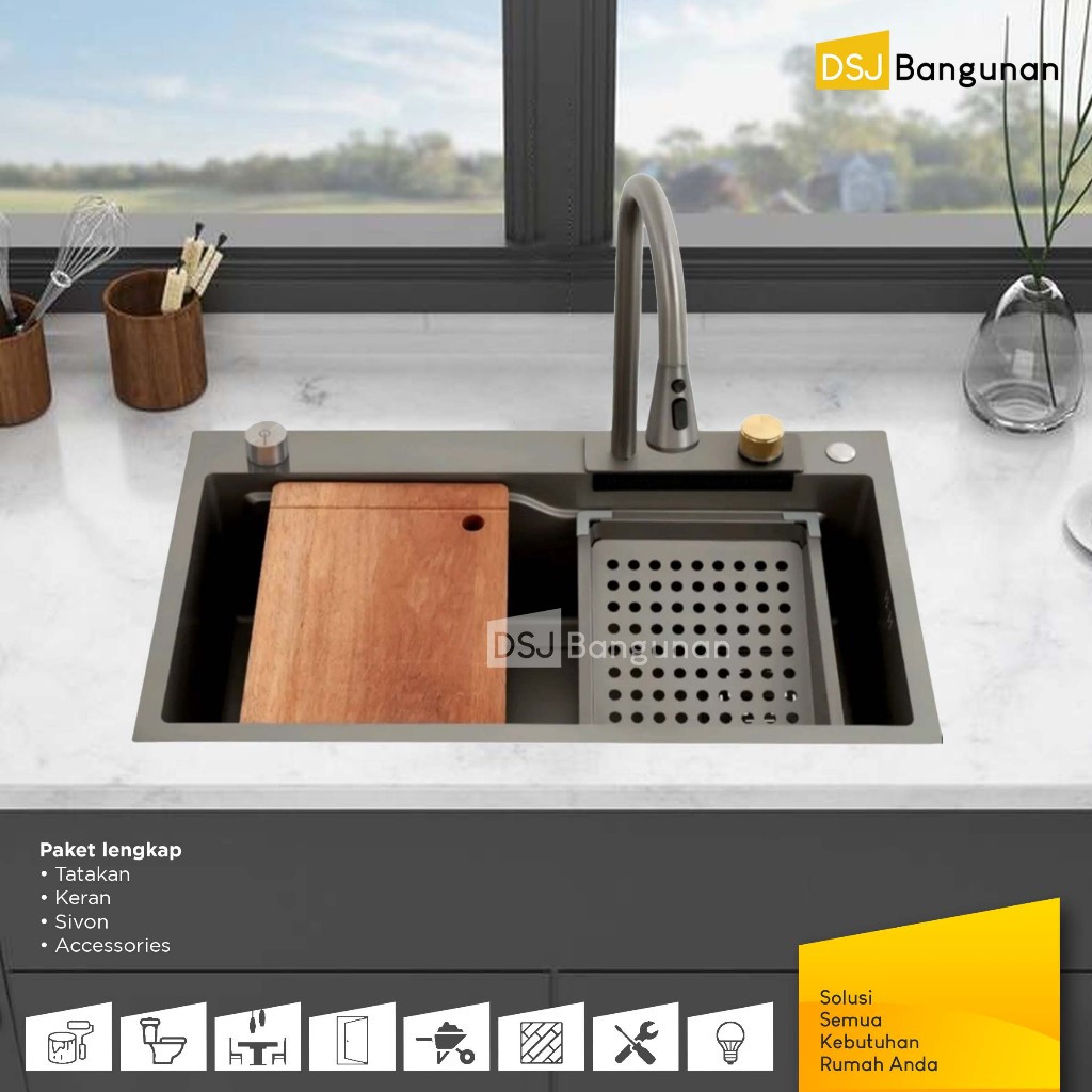 Jual Hemmen HMSS 7546 NG Kitchen Sink Set BCP Bak Cuci Piring Set ...