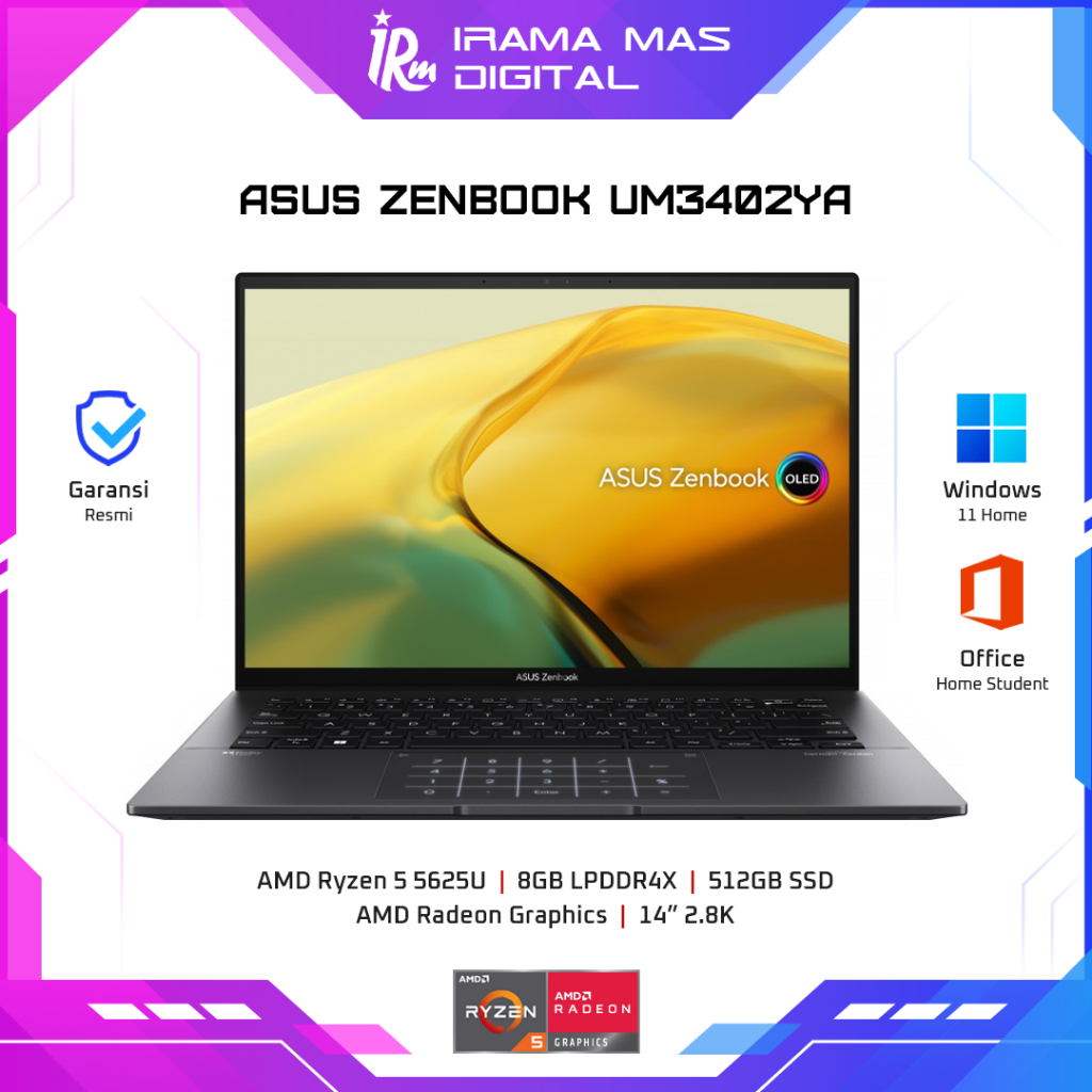 Jual ASUS Zenbook 14 OLED UM3402YA AMD RYZEN 5-5625U 8GB 512GB SSD 14 ...