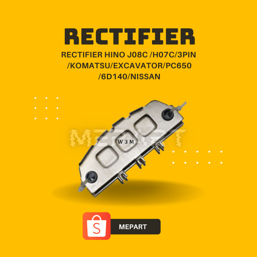 Jual RECTIFIER HINO J08C /H07C/3PIN /KOMATSU/EXCAVATOR/PC650 /6D140 ...