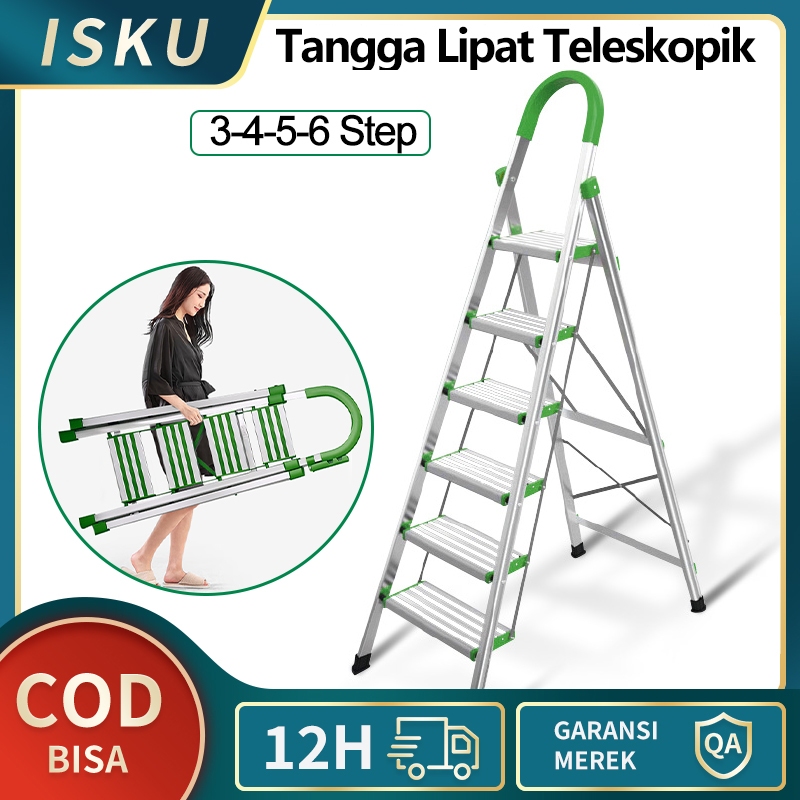 Jual ISKU Tangga Lipat Multifungsi 3/4/5/6 Step Rumah Aluminium Tangga ...