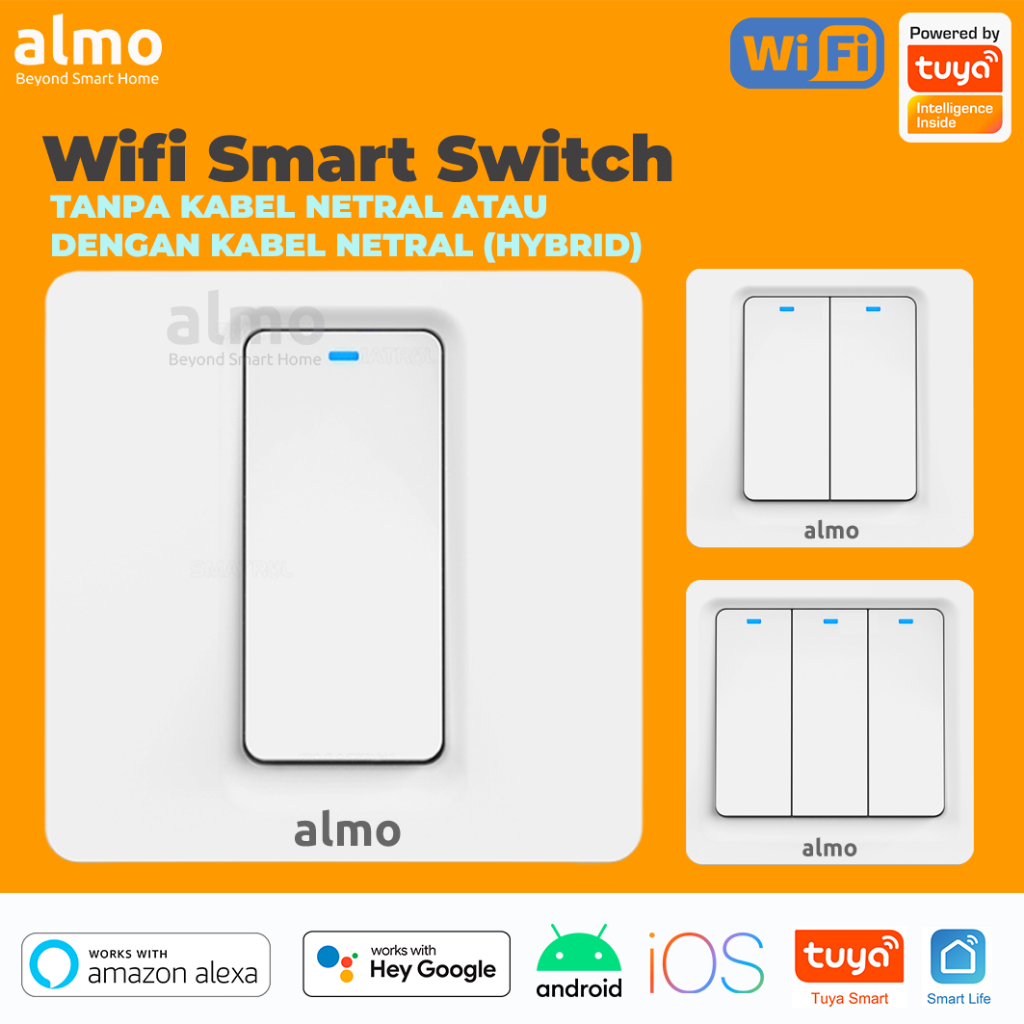 Jual ALMO Tuya Wifi Smart Switch Saklar Pintar Smart Home Automation ...